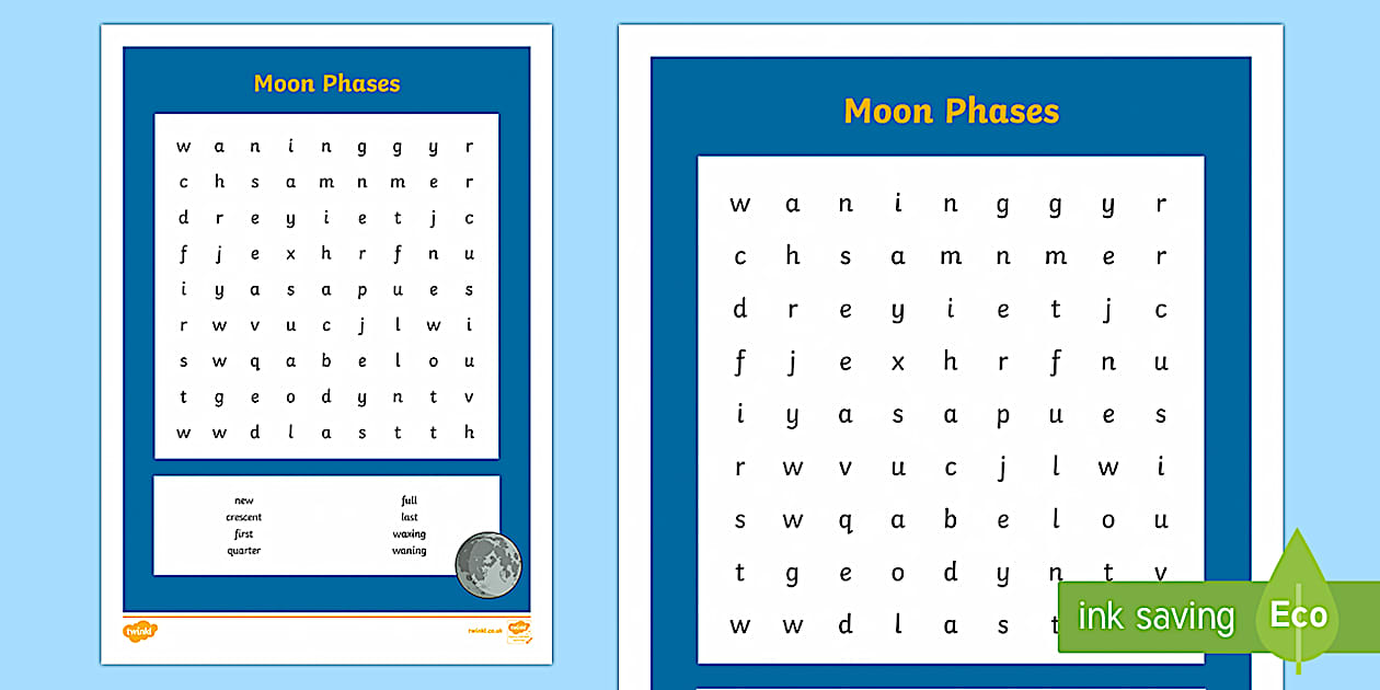 Moon Phases Word Search (teacher made) - Twinkl
