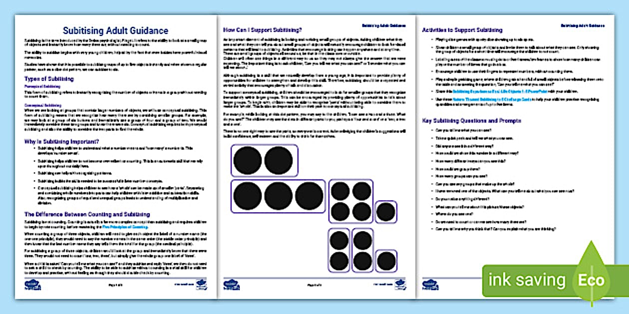 👉 Subitising Adult Guidance (teacher made) - Twinkl