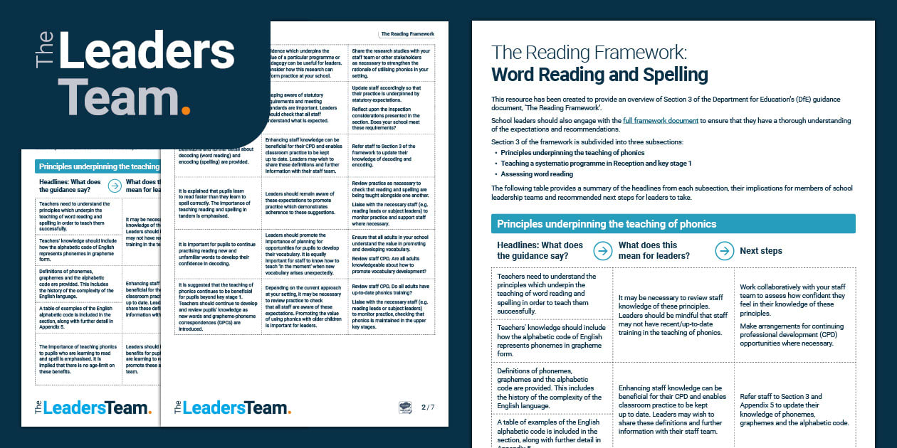 The Reading Framework: Word Reading and Spelling