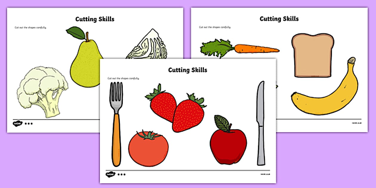 Healthy Food Themed Cutting Skills Sheets (teacher made)