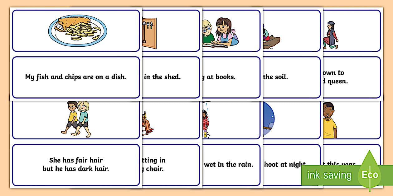 Phase 3 Sentences and Pictures Matching Cards - Twinkl