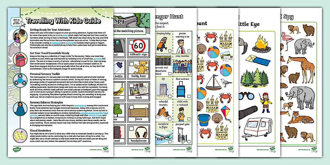 Travelling with Kids Guide - Travel I Spy Game - Twinkl