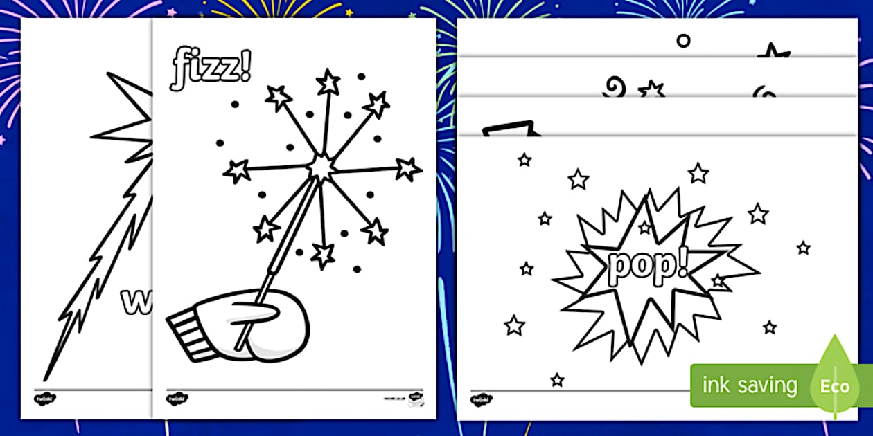Bonfire Night Sounds Coloring Pages (Teacher-Made) - Twinkl