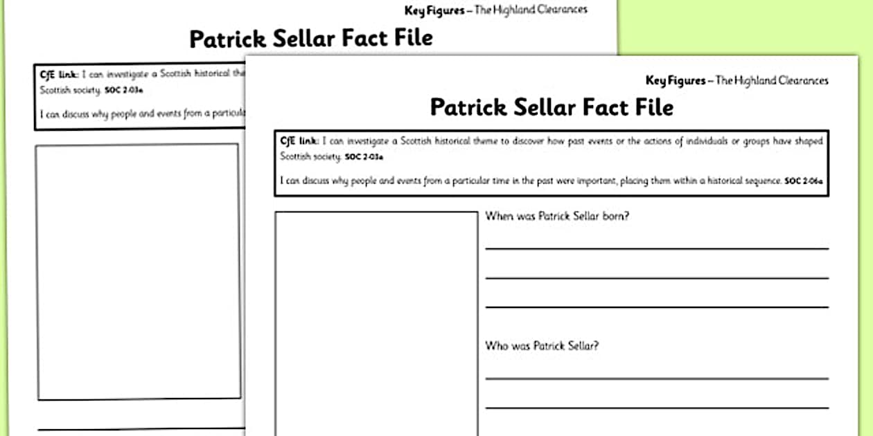 Patrick Sellar Differentiated Fact File Template - patrick sellar