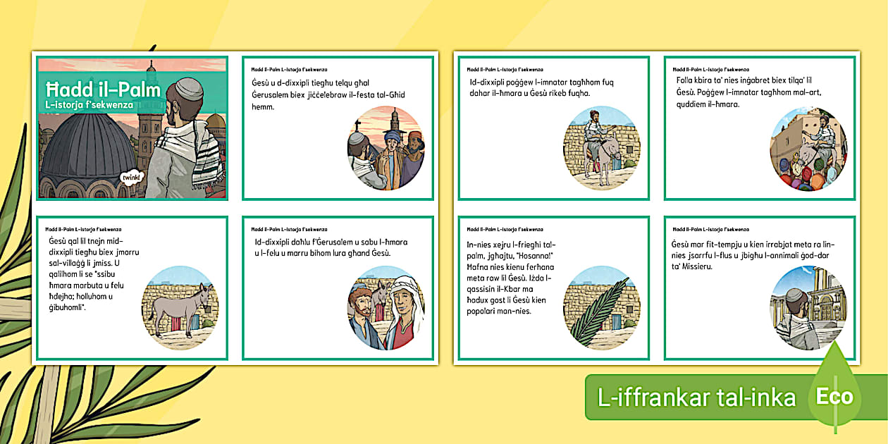 Ħadd il-Palm: Karti tal-Istorja f'Sekwenza (teacher made)
