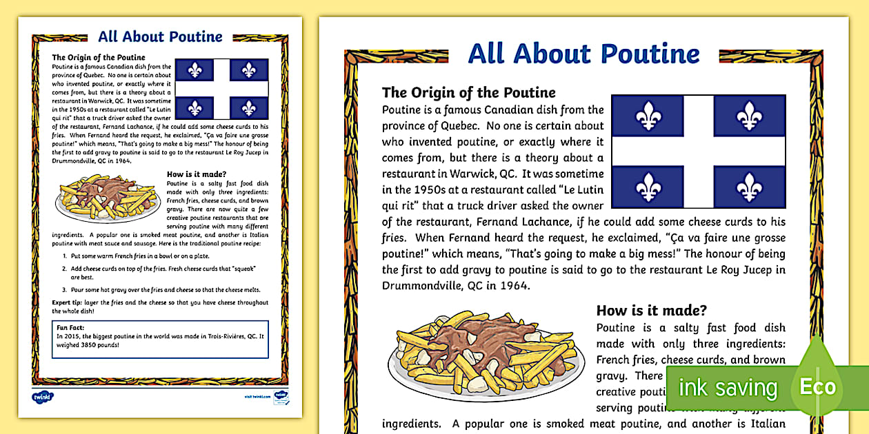 All About Poutine Fact File (teacher made) - Twinkl