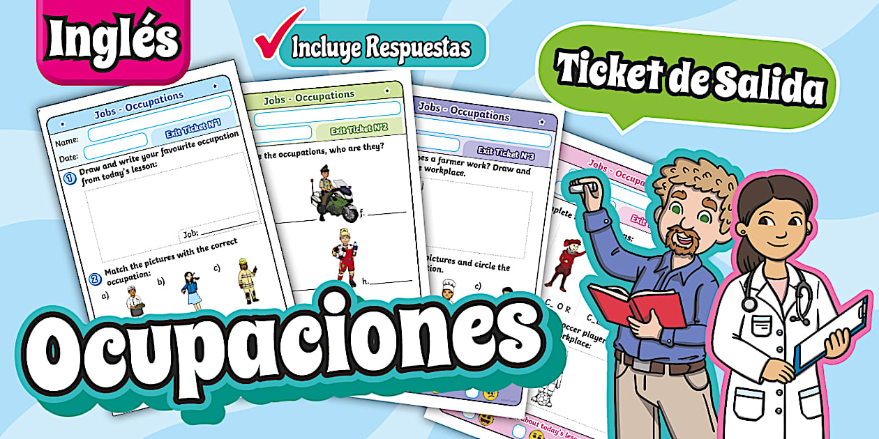Ticket de Salida | Ocupaciones | Inglés | 2° y 3° Básico