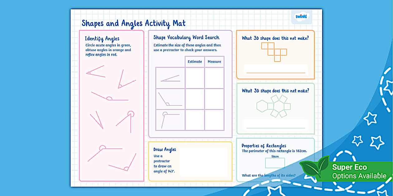 👉 Shapes and Angles Activity Mat (Ages 9 - 10) - Twinkl