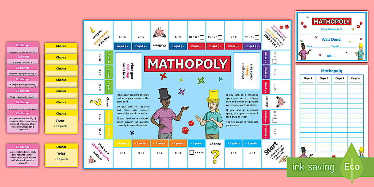 Editable KS2 Mathopoly Times Tables Game (teacher made)
