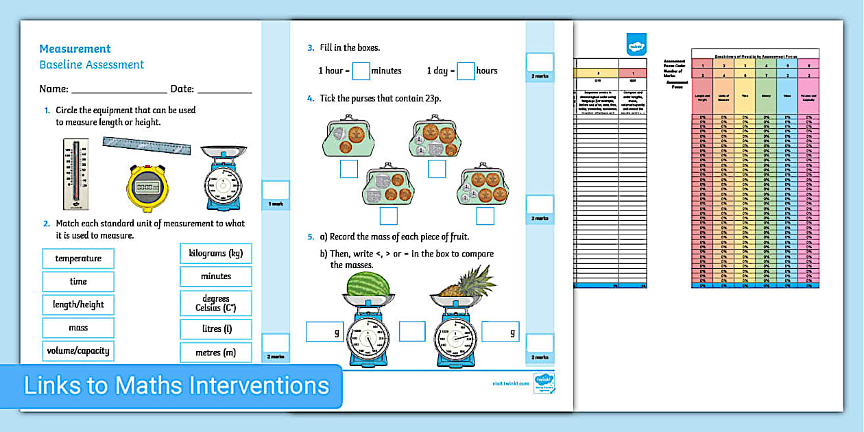 👉 Year 3 Measurement Baseline Assessment - Twinkl