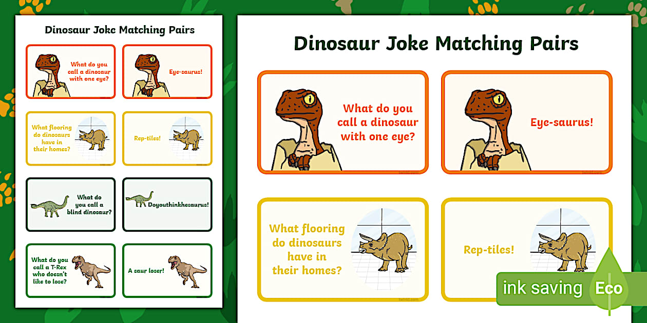 Dinosaur Joke Matching Pairs (teacher made) - Twinkl