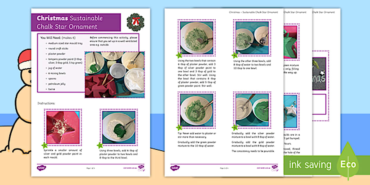 Sustainable Christmas Chalk Star Ornament Craft Instructions