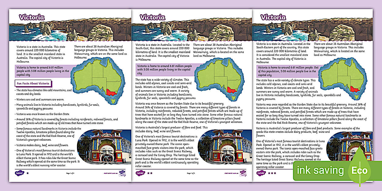 Victoria Differentiated Comprehension Sheets - Year 4 HASS