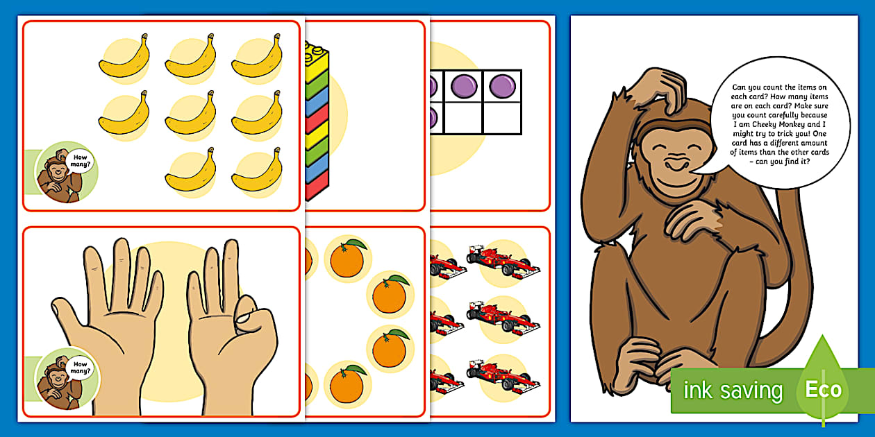 Cheeky Monkey Number 8 Counting Cards Activity Pack - Twinkl