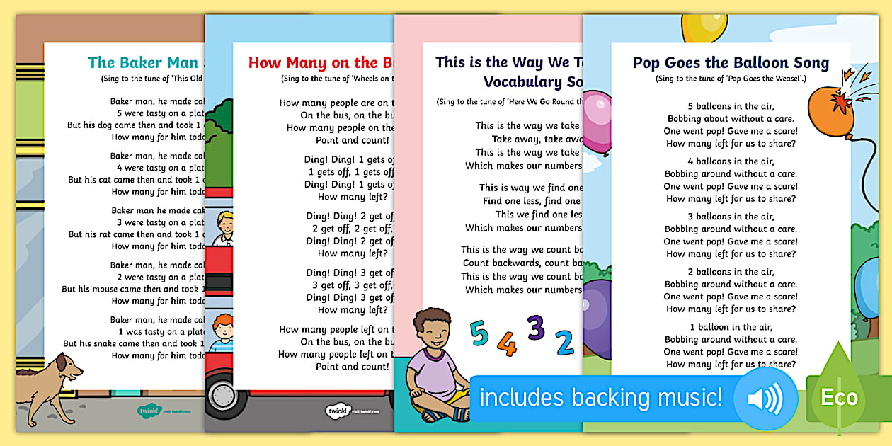 Subtraction Songs and Rhymes Resource Pack (teacher made)