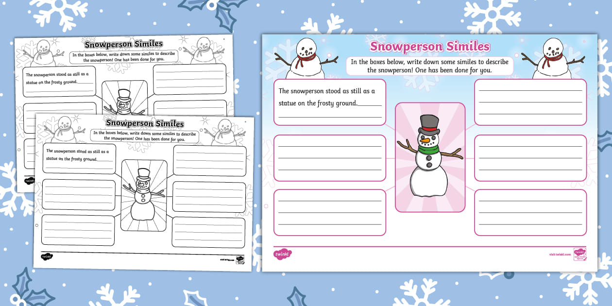 Snowperson Similes Mind Map - Twinkl English (teacher made)