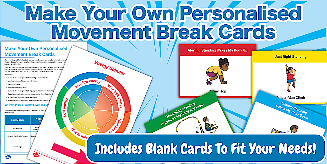 OT: Make Your Own Personalised Movement Break Cards Adult Guidance