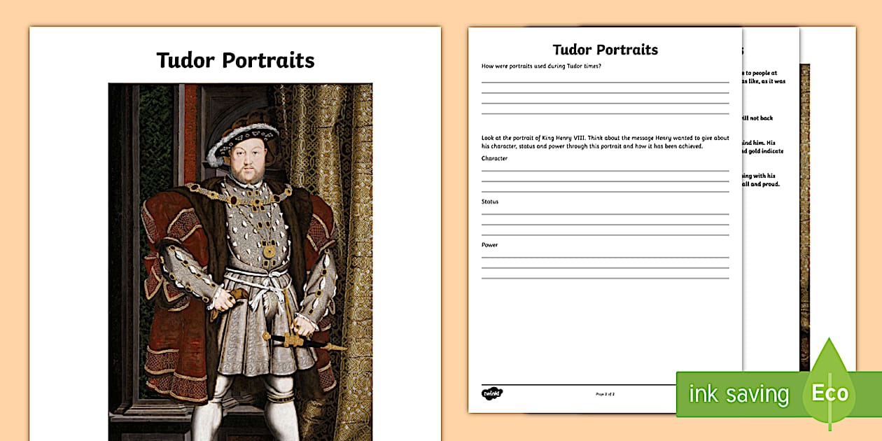 Tudor Portraits Worksheet | Tudor Art Lesson KS2 - Twinkl