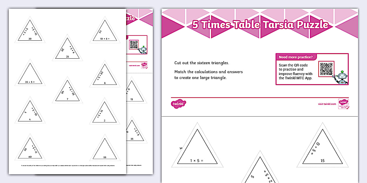 👉 5 Times Table Tarsia Maths Puzzle - Twinkl