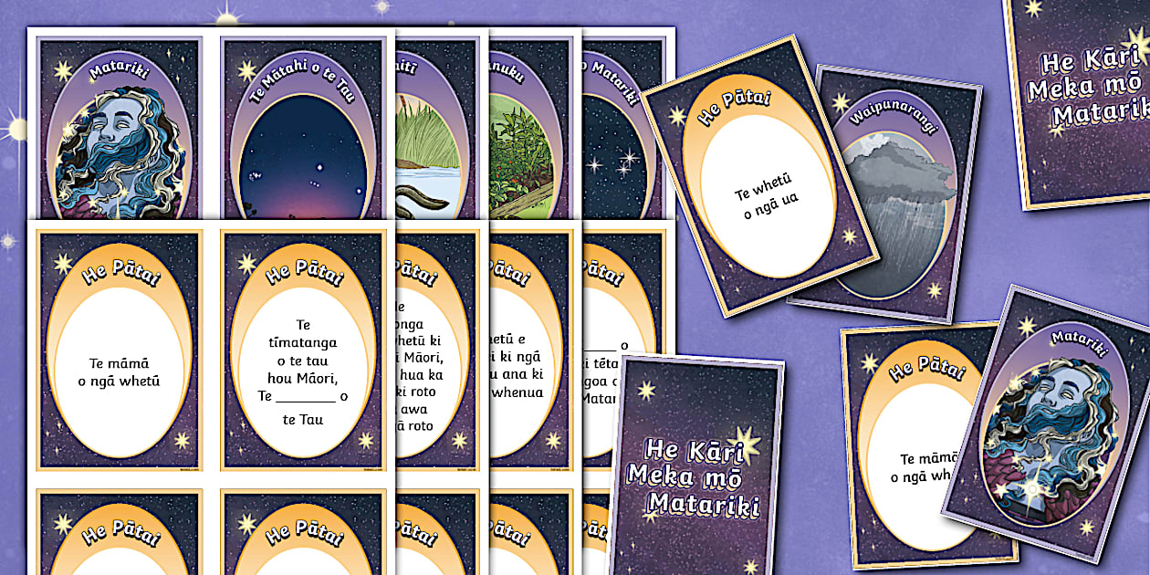 He Kāri Meka mō Matariki. Fact matching cards in te reo māori