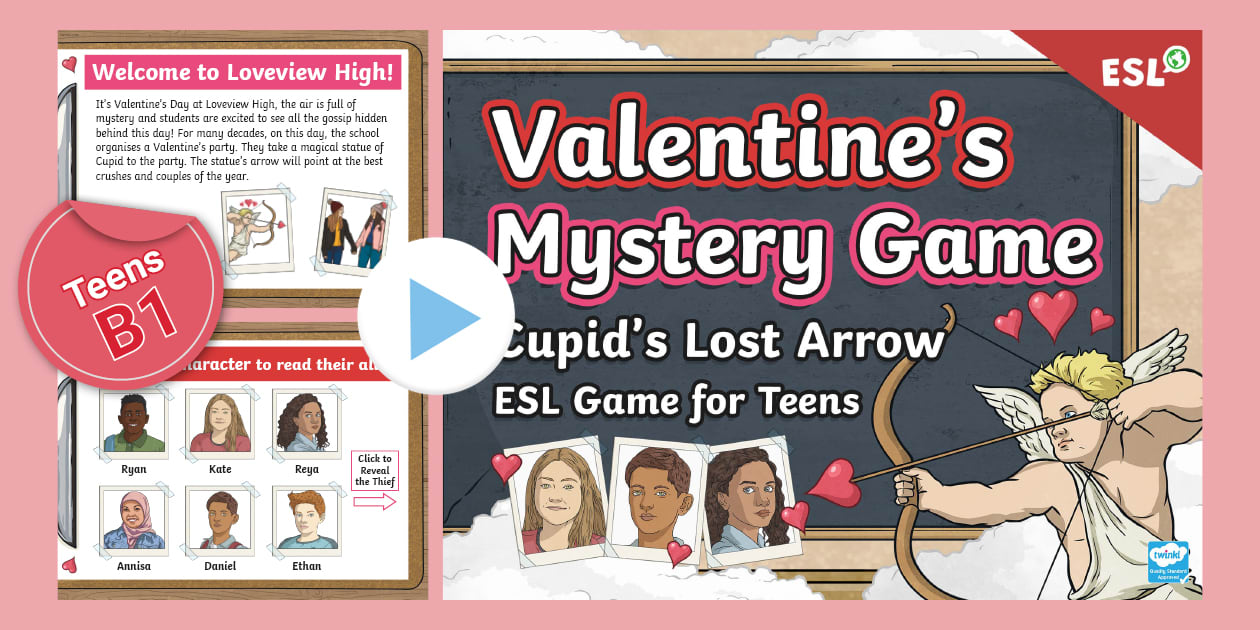 ESL Valentine's Mystery Game: Cupid's Lost Arrow on Twinkl