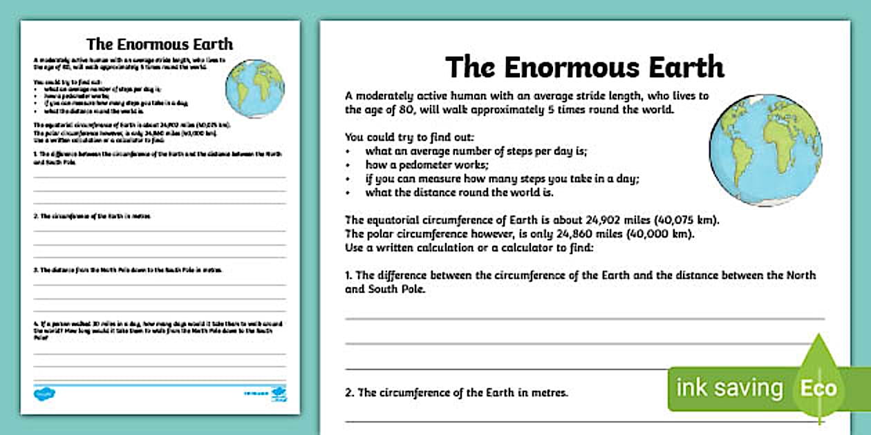 Editable Enormous Earth Calculations Worksheet - Twinkl