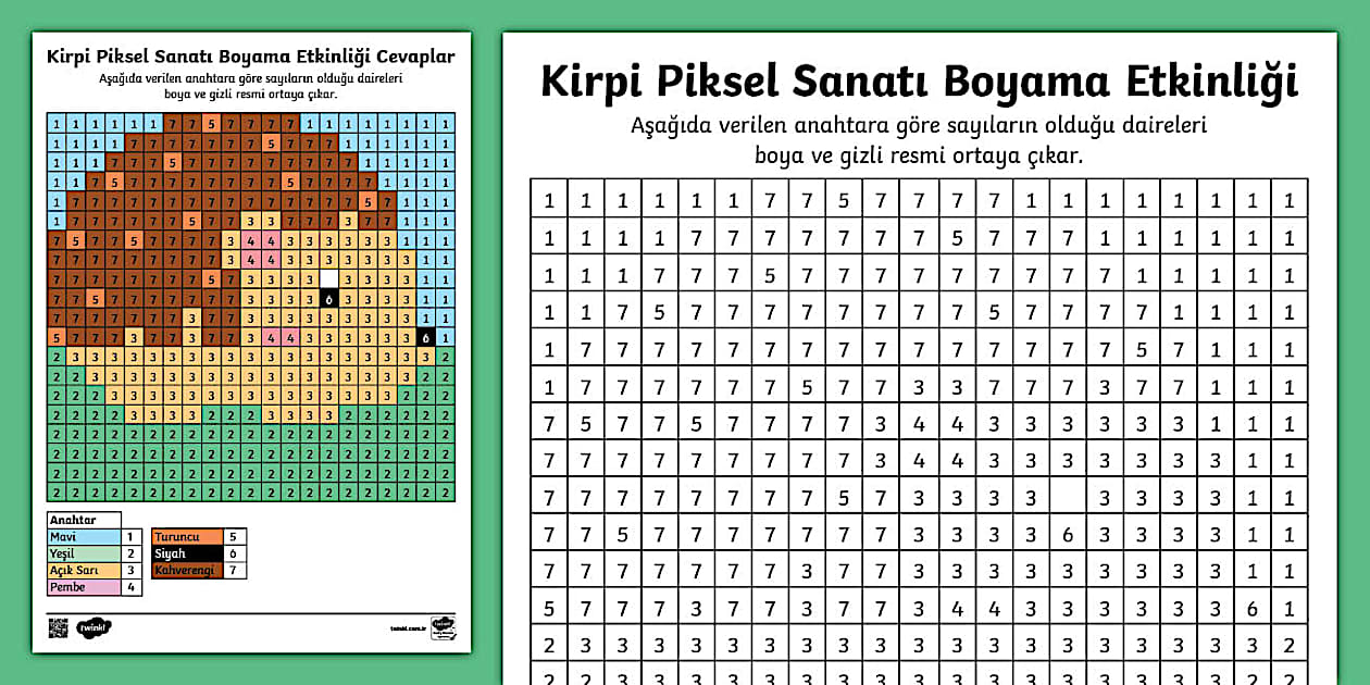 Kirpi Piksel Sanatı Boyama Etkinliği (teacher made)