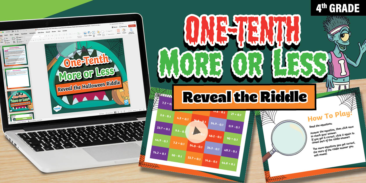 Fourth Grade Decimals: One-Tenth More or Less PowerPoint