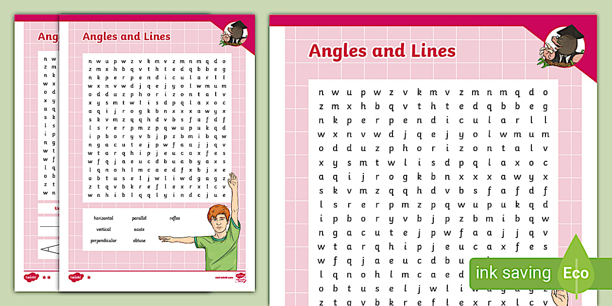 Angles and Lines Differentiated Word Search (teacher made)