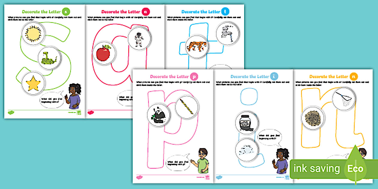 s,a,t,p,i,n Initial Sounds Cutting Skills - Twinkl