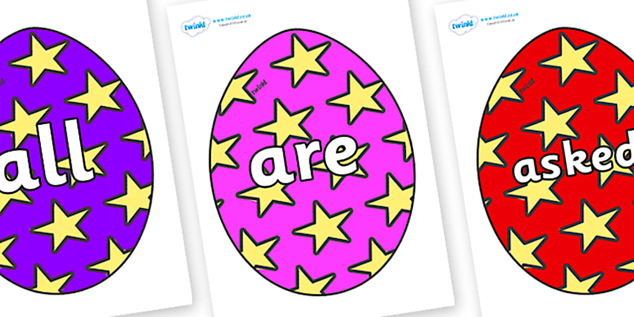 Tricky Words on Easter Eggs (Stars) (teacher made) - Twinkl