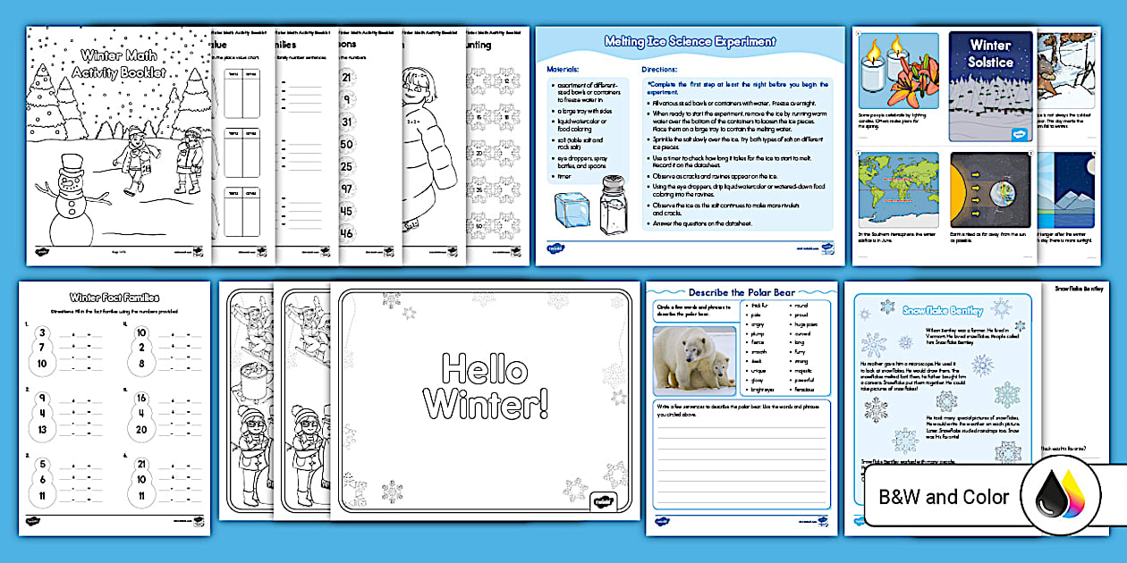 First Grade Winter Sub Pack (Teacher-Made) - Twinkl