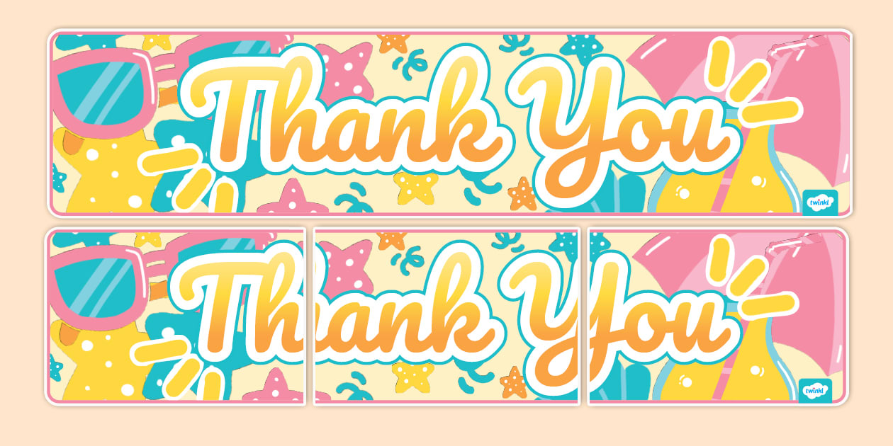Summer Vibes Themed Thank You Display Banner - Twinkl