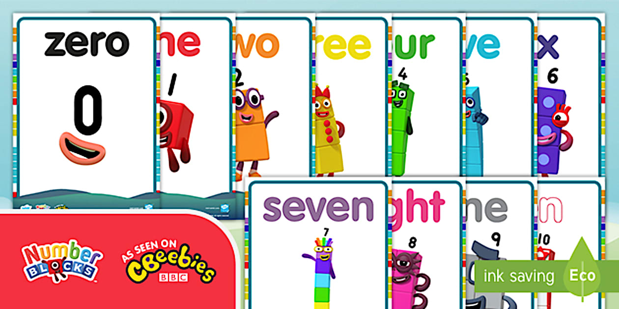 FREE! - 👉 Numberblocks: 0 - 10 Words Display Posters
