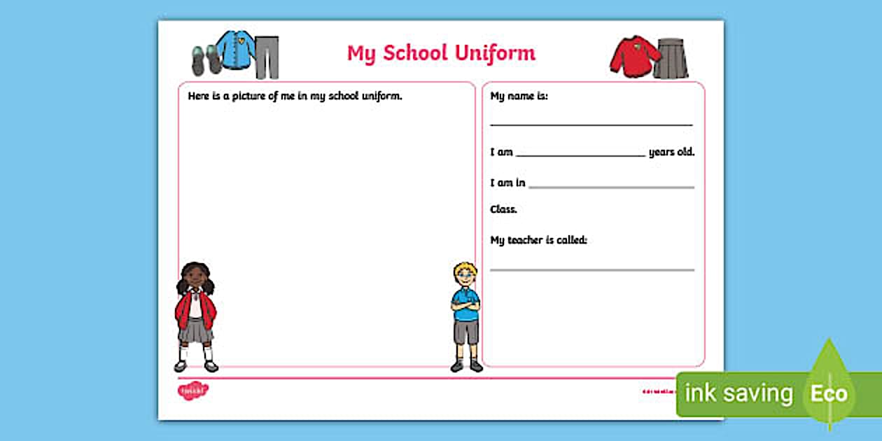 Starting School My School Uniform Activity Sheet - Twinkl