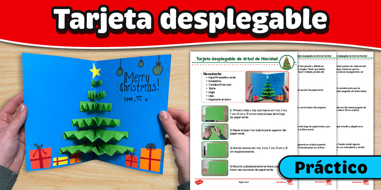 Tarjeta desplegable de árbol de Navidad|Manualidad navideña