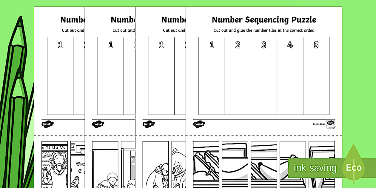 SA Back to School Themed Number Sequencing Puzzles - Twinkl