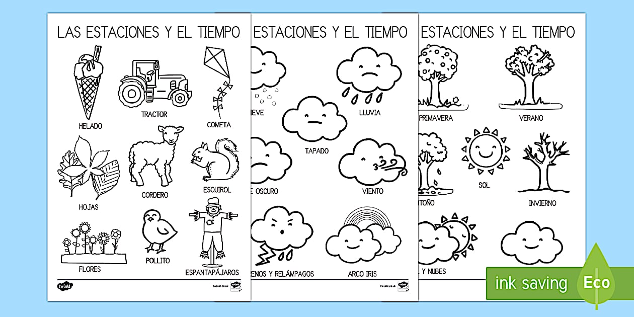 Ficha de las estaciones del año para colorear - Twinkl