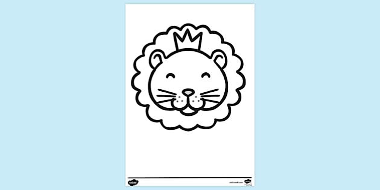 Cute Lion Face Colouring Sheet | Colouring Pages for Kids