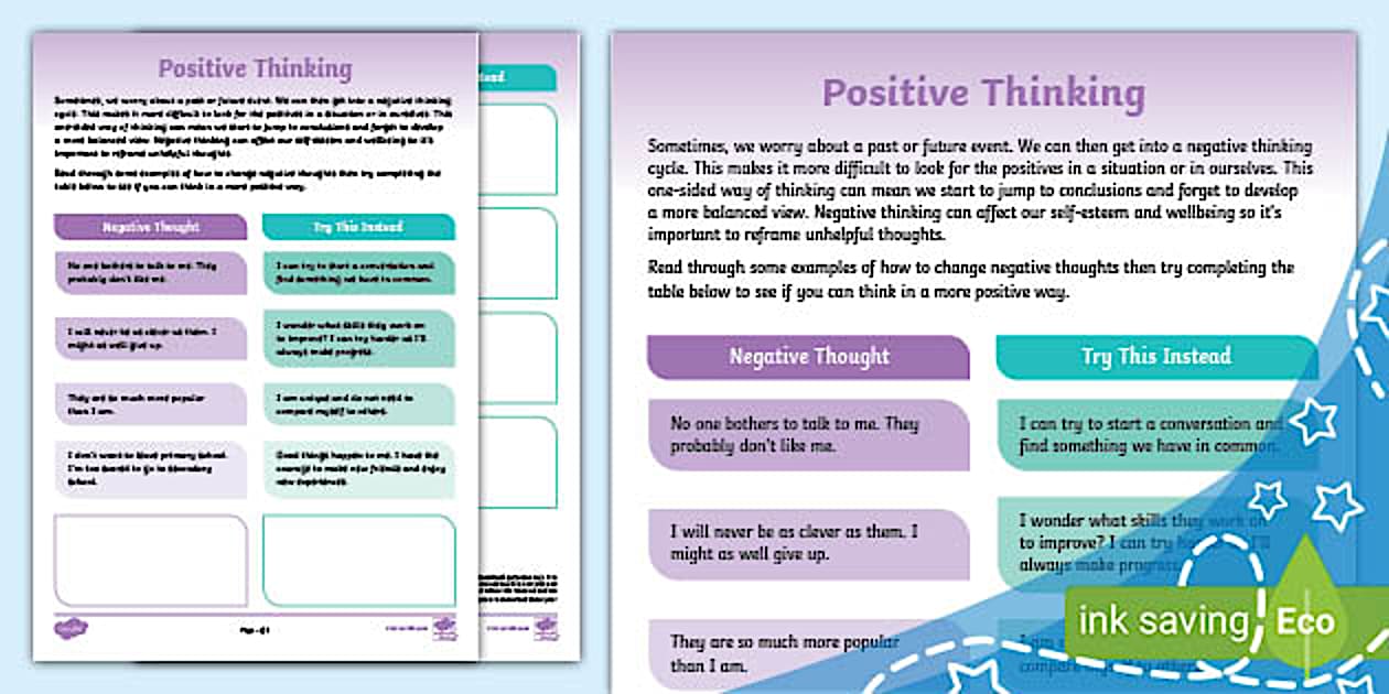 Positive Thinking (teacher made) - Twinkl