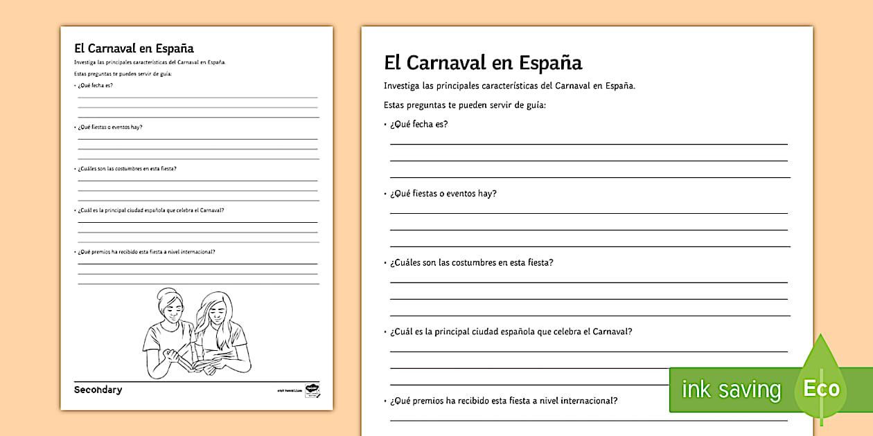Carnival Research Project Worksheet / Worksheet Spanish