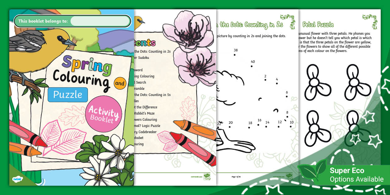 Spring Colouring and Puzzle Activity Booklet (Ages 5 - 7)
