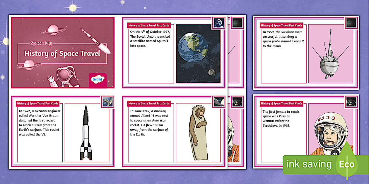 History of Space Travel Fact Cards (teacher made) - Twinkl