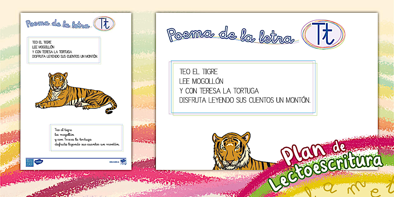 Plan de lectoescritura: La letra T - Poema - Twinkl