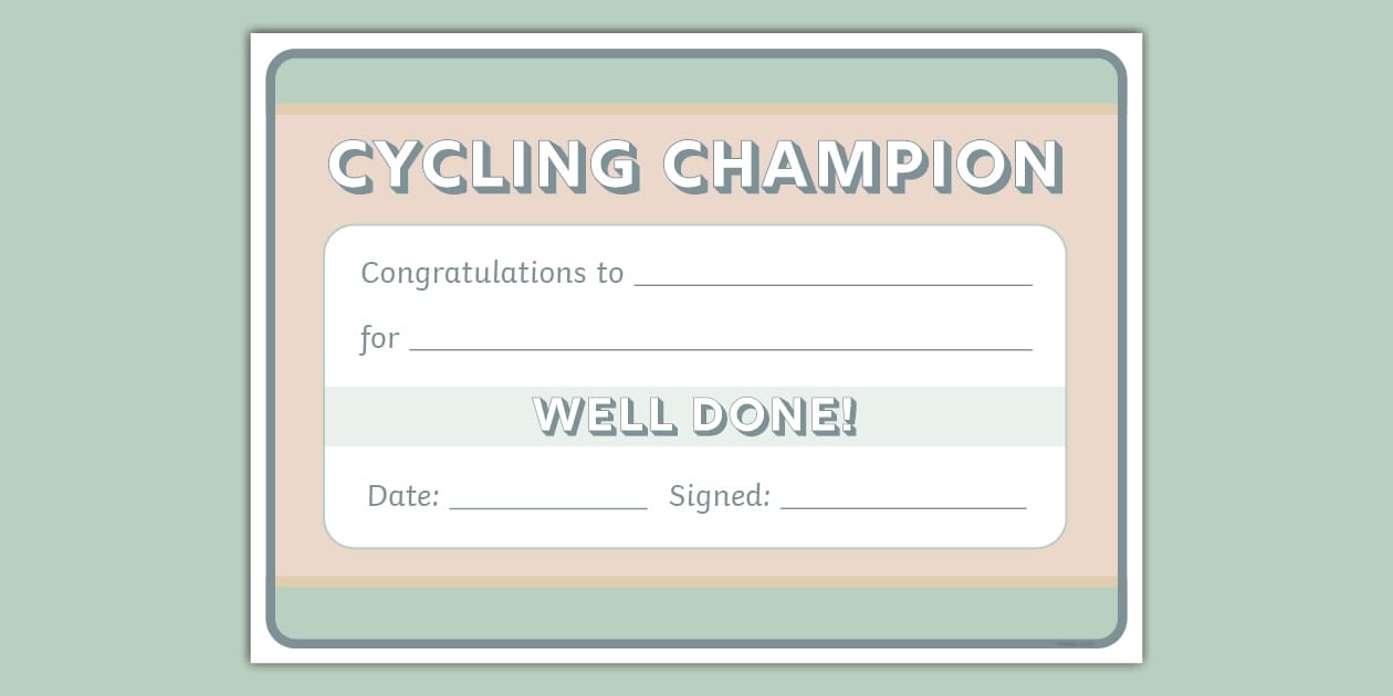 3D Effect Themed Cycling Certificate - Twinkl