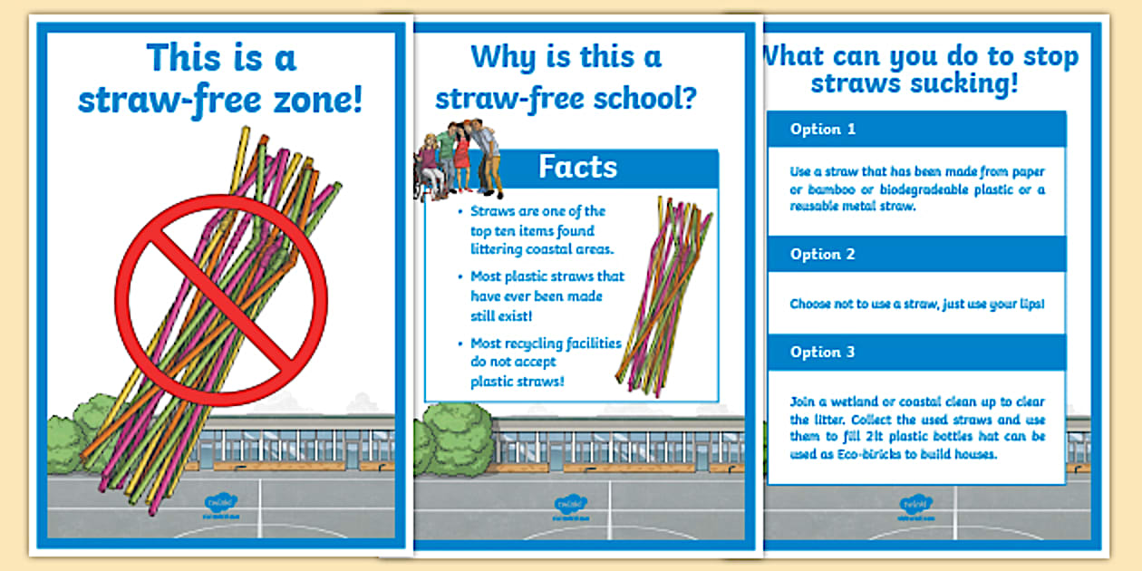 Straw-free Zone Poster Set - Twinkl