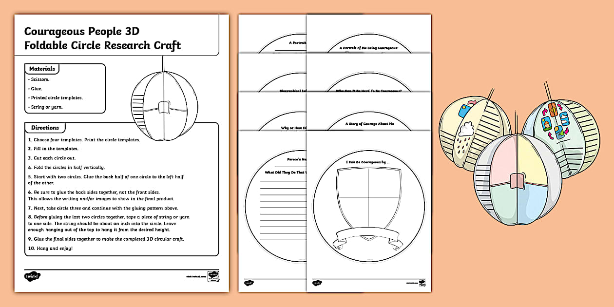 Courageous People 3D Foldable Circle Research Craft - Twinkl