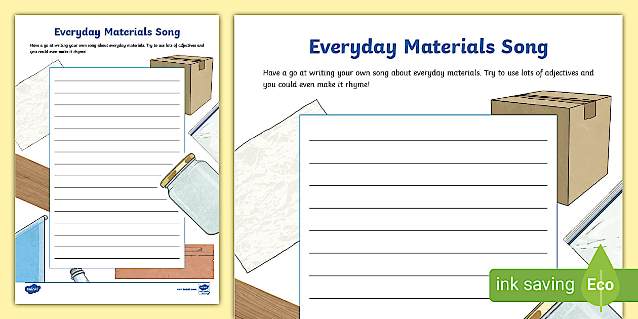 Everyday Materials Song Template (teacher made) - Twinkl