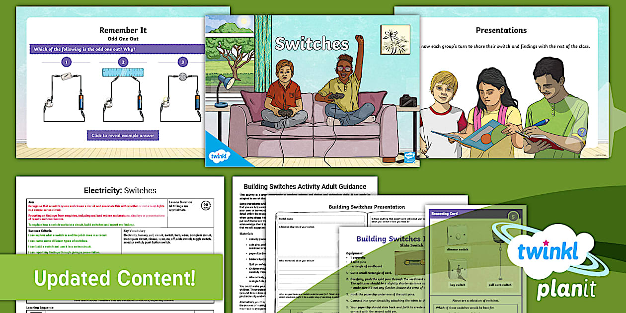 Types of Switches KS2 - Year 4 Electricity Lesson - Twinkl