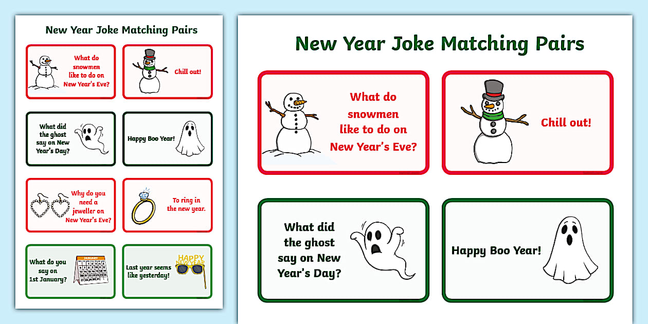New Year Jokes Matching Cards (Teacher-Made) - Twinkl